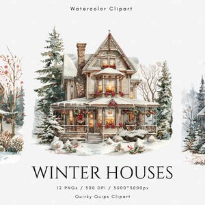 Winter Houses Clipart Bundle, Cozy Home PNG Graphics, Cottage Core ...