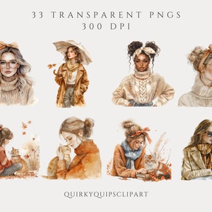 Autumn Mood Clipart Bundle, Watercolor Cozy Autumn Clipart, Fall Png ...