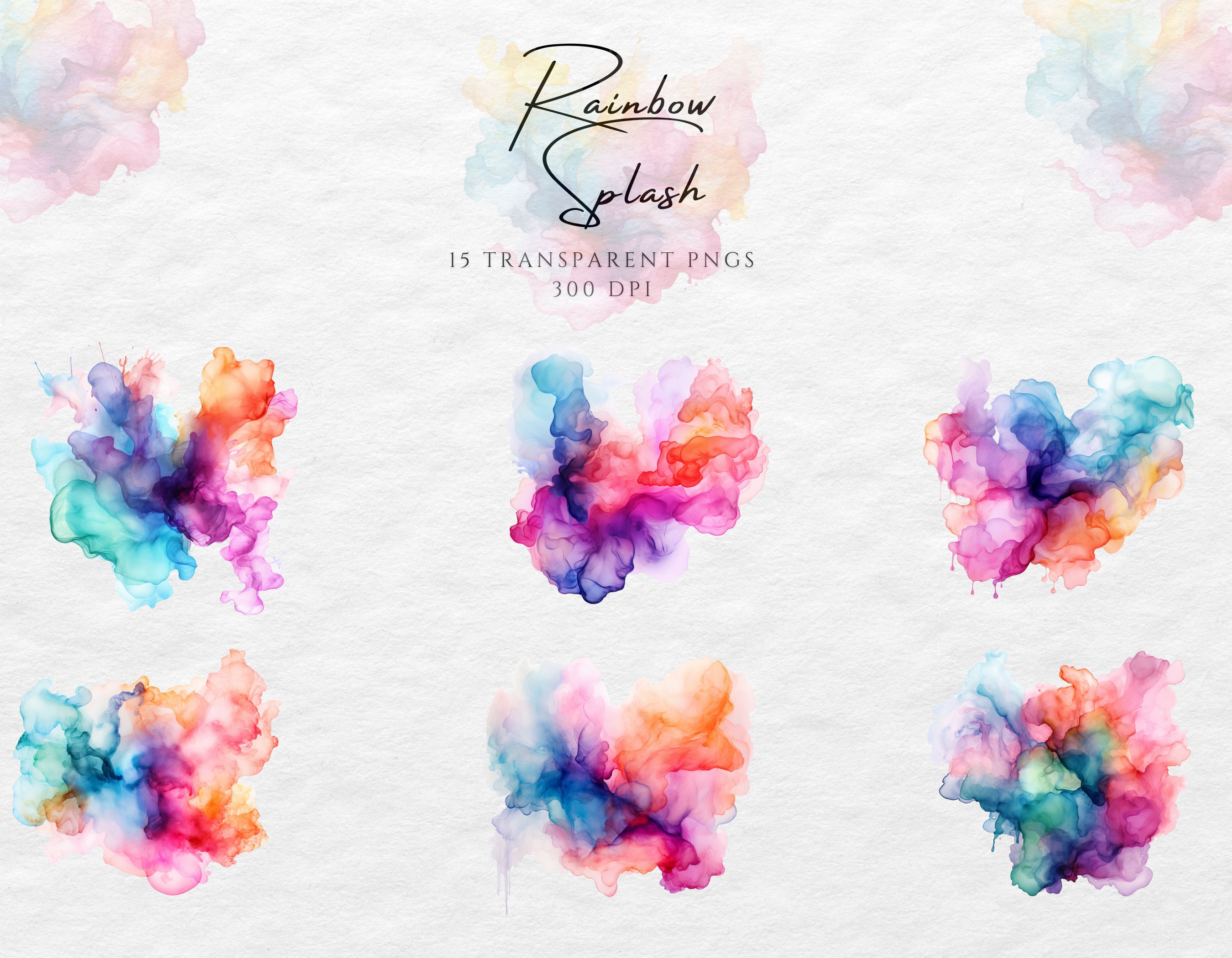 Rainbow Splash Watercolor Clipart, Abstract Background, Splashes ...