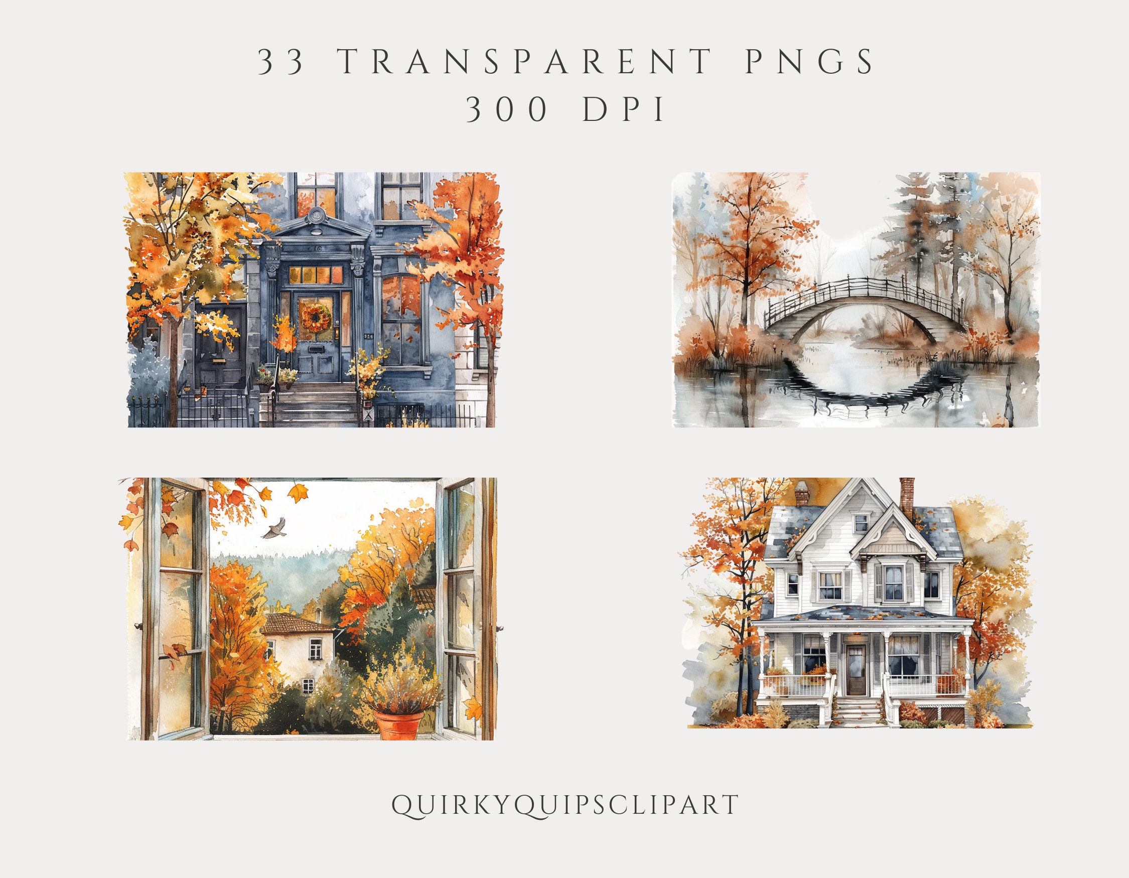 Autumn Mood Clipart Bundle, Watercolor Cozy Autumn Clipart, Fall Png ...