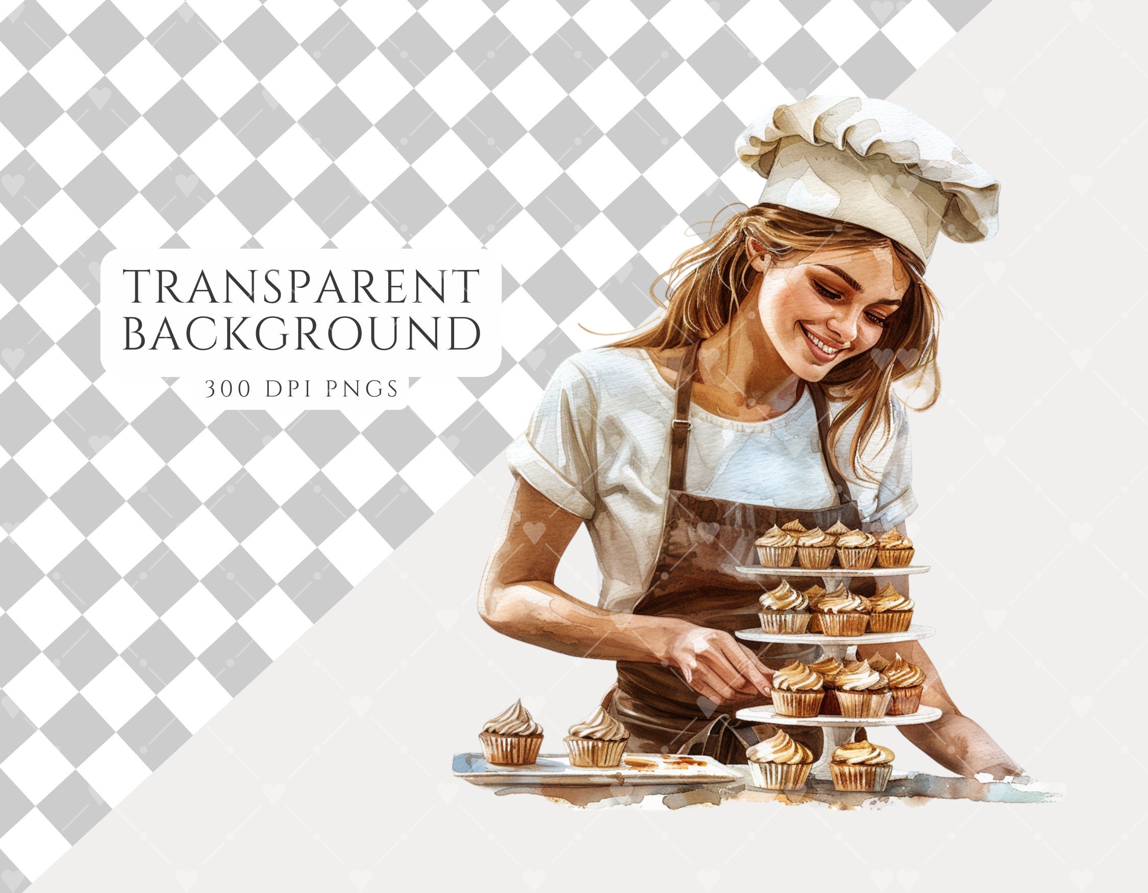 Pastry Chef Clipart Bundle, Watercolor Sweet Lover, Baker Graphics ...