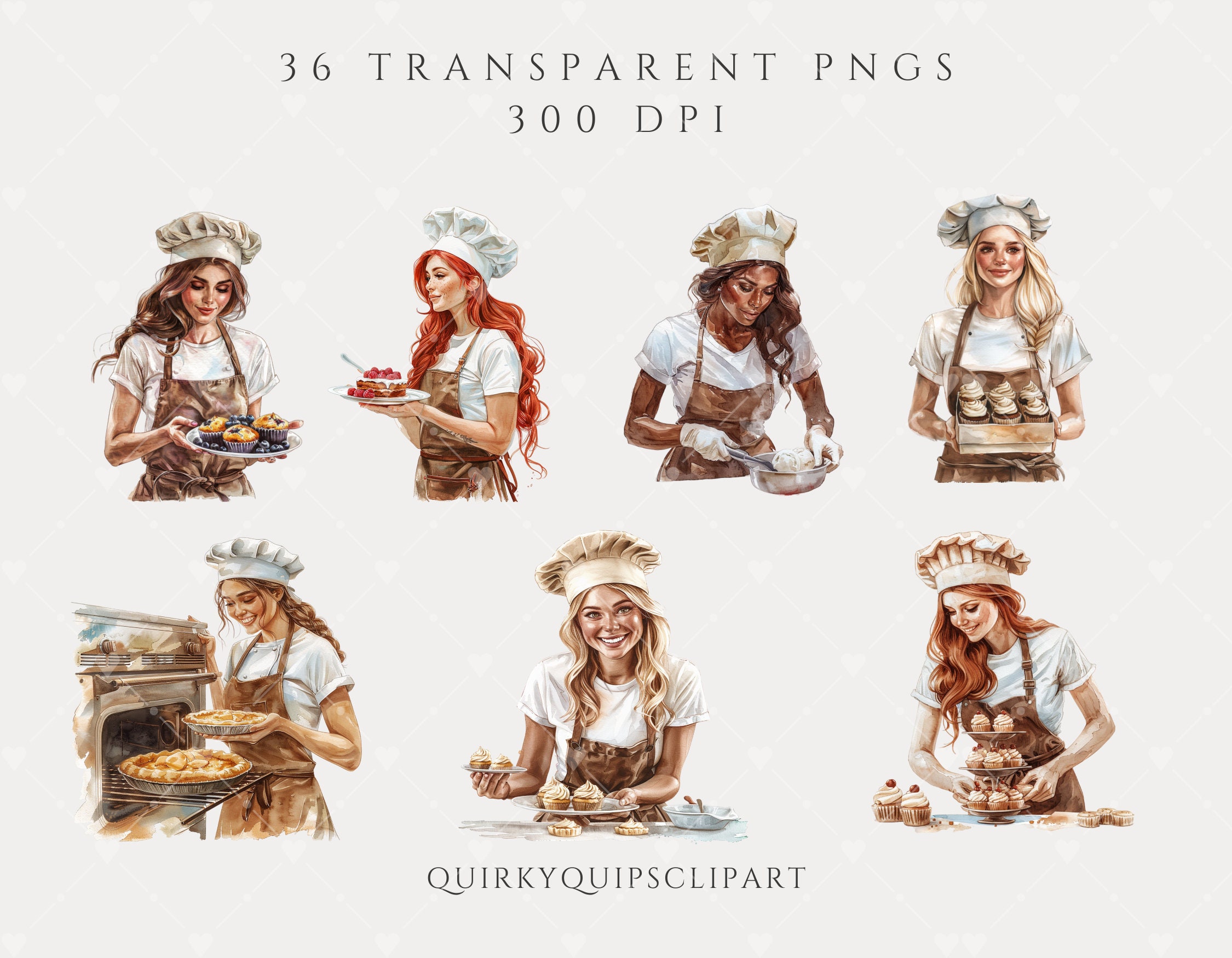 Pastry Chef Clipart Bundle, Watercolor Sweet Lover, Baker Graphics ...