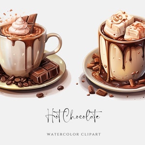 Watercolor Hot Chocolate Clipart, Watercolor Hot Cocoa PNG, Sweet Clip ...