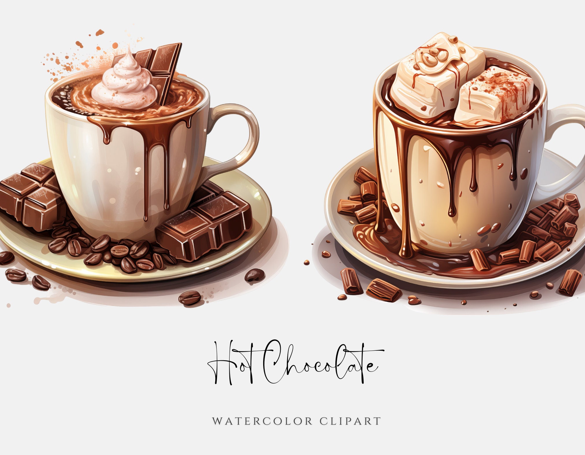 Watercolor Hot Chocolate Clipart, Watercolor Hot Cocoa PNG, Sweet Clip ...
