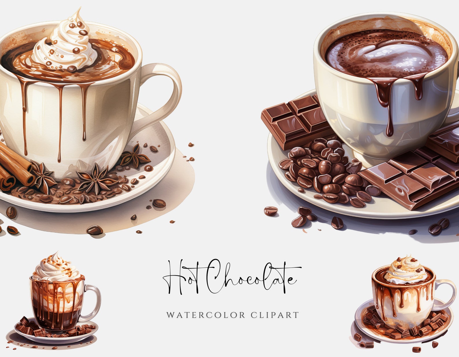Watercolor Hot Chocolate Clipart, Watercolor Hot Cocoa PNG, Sweet Clip ...