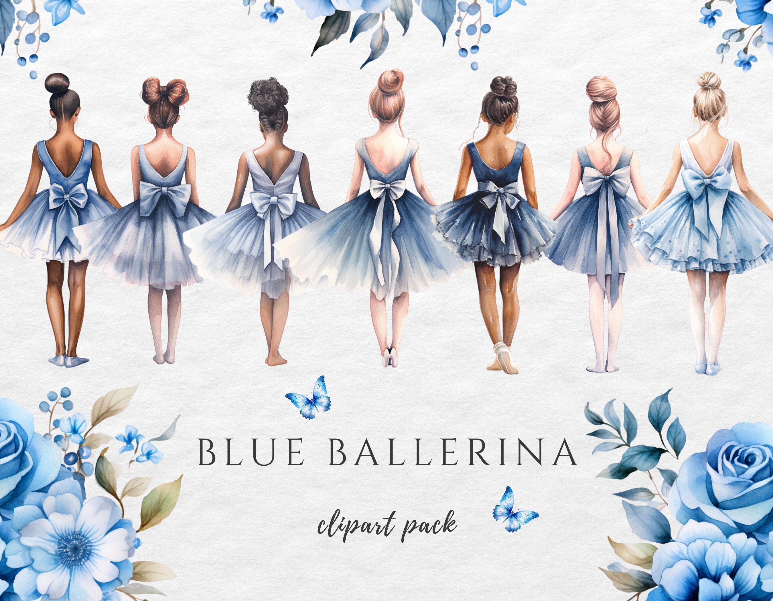 Blue Ballerina Watercolor Clipart, Swan Lake Clipart, Ballerina PNG ...