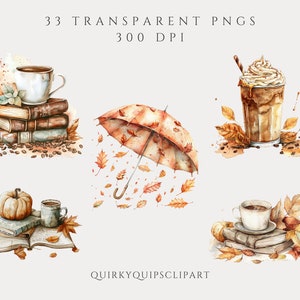 Autumn Mood Clipart Bundle, Watercolor Cozy Autumn Clipart, Fall Png ...
