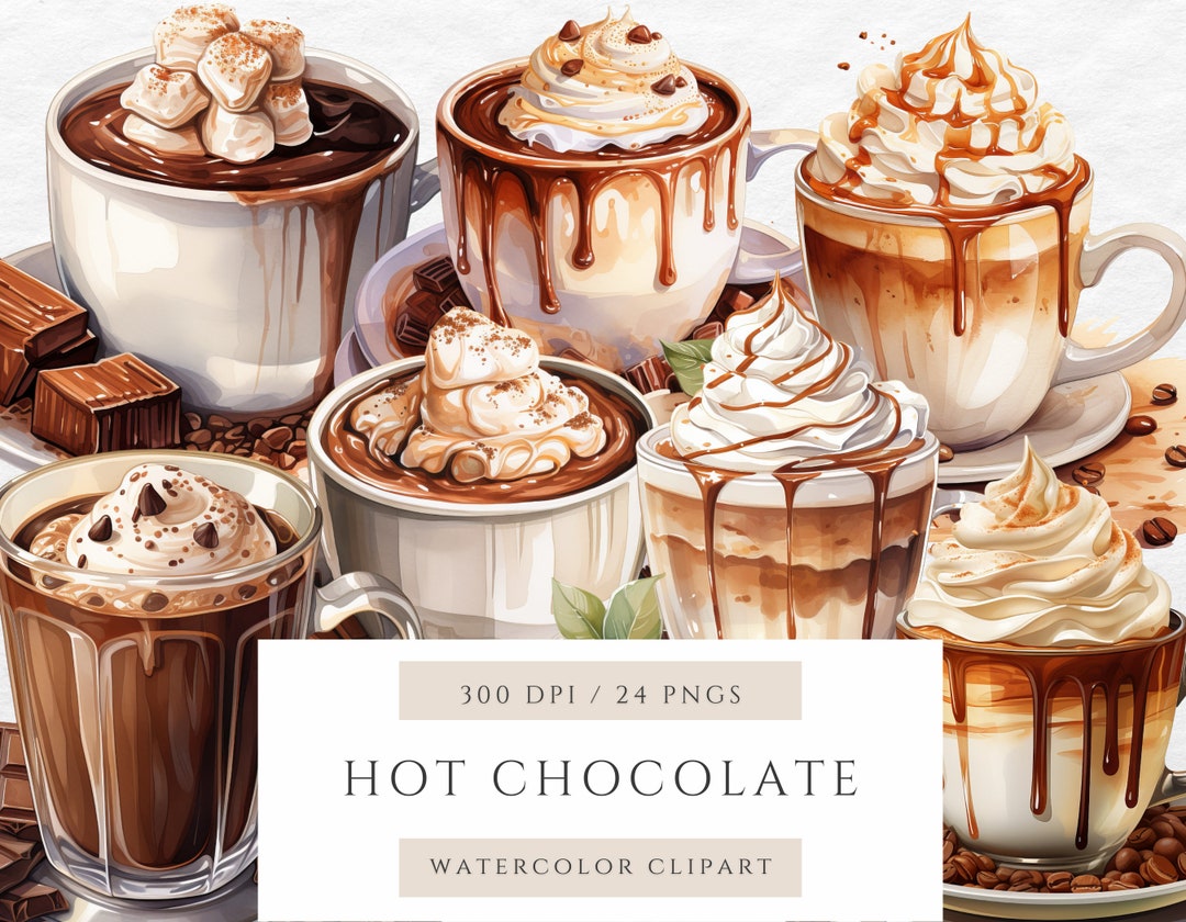 Watercolor Hot Chocolate Clipart, Watercolor Hot Cocoa PNG, Sweet Clip ...
