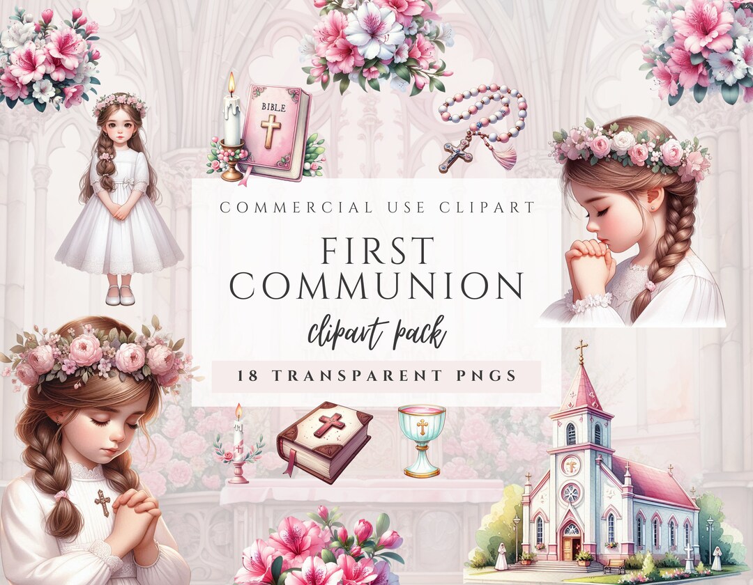 First Communion Clipart Bundle, Christian, Communion Clipart, PNG File ...