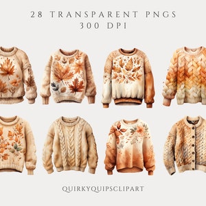 Autumn Sweaters Clipart Bundle, Watercolor Cozy Autumn Clipart, Fall ...