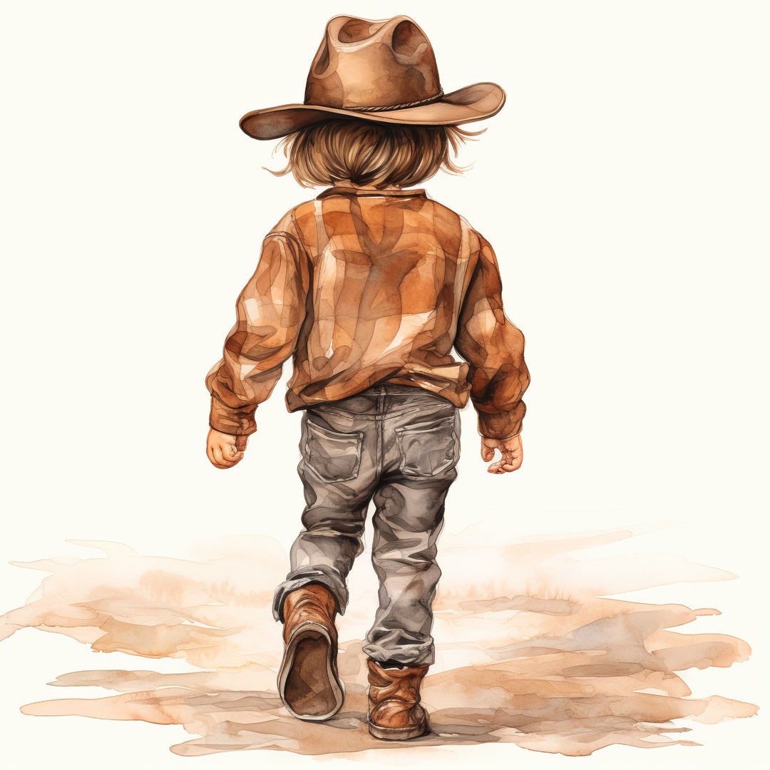 Little Boy With Cowboy Hat in Cowboy Boots Clipart Bundle 10 High ...