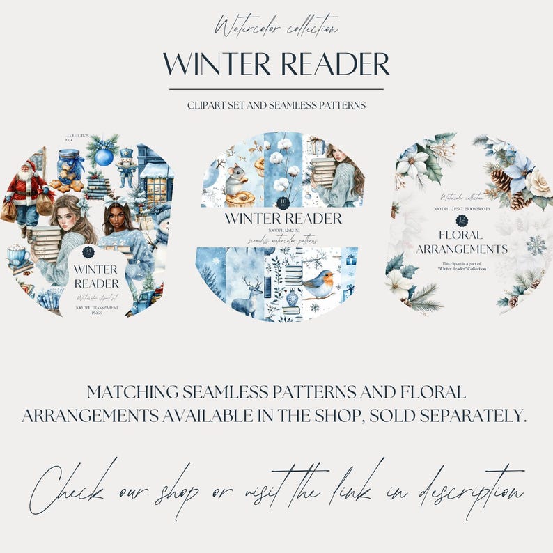 Winter Reader Watercolor Clipart, Pretty Book Lover, Winter Clip Art ...