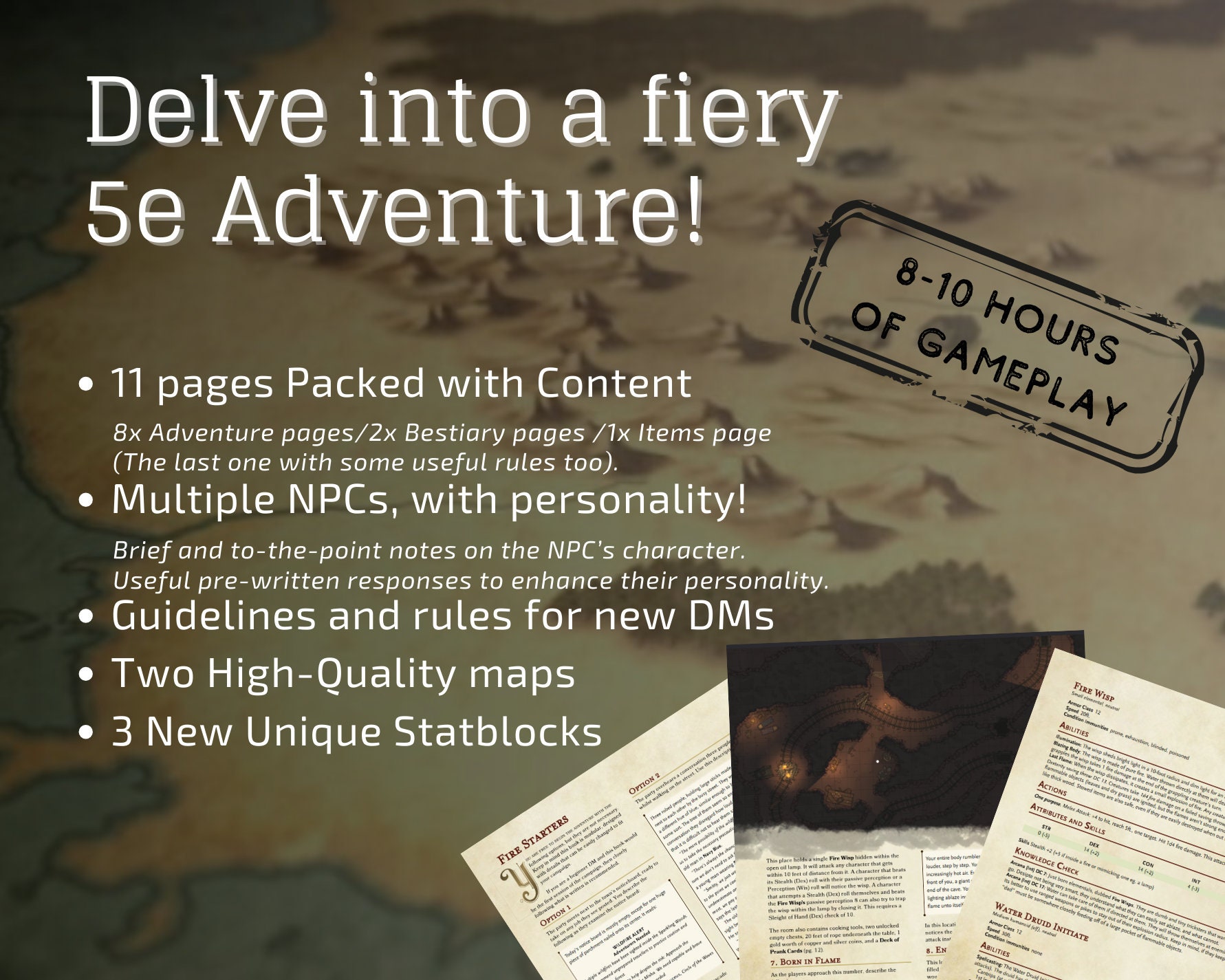 Fire Starters D&D Adventure 5e Level 1 digital PDF 8-10 Hours With Maps ...