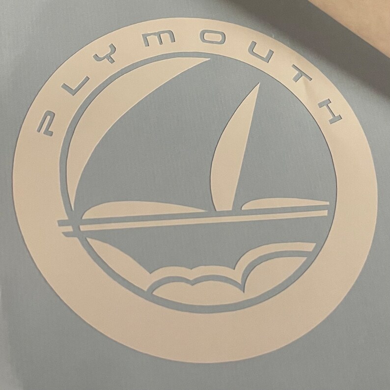 Plymouth Sailboat Vinyl Car PERMANENT Sticker Black White 3 Inch Car ...