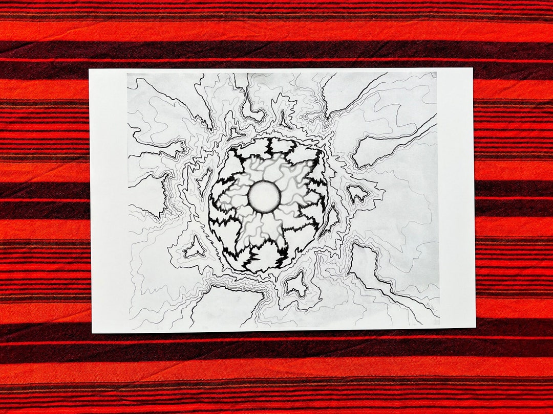 Geode Orb Print of Original Pencil Drawing, Trippy Wall Art ...