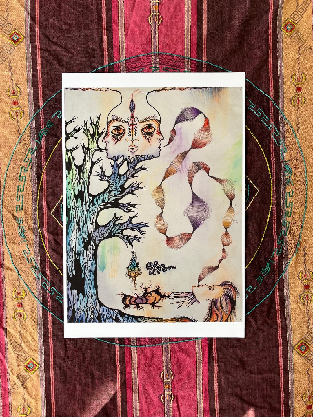 In Limbo Print of Original Drawing, Charcoal and Watercolor Wall Art ...