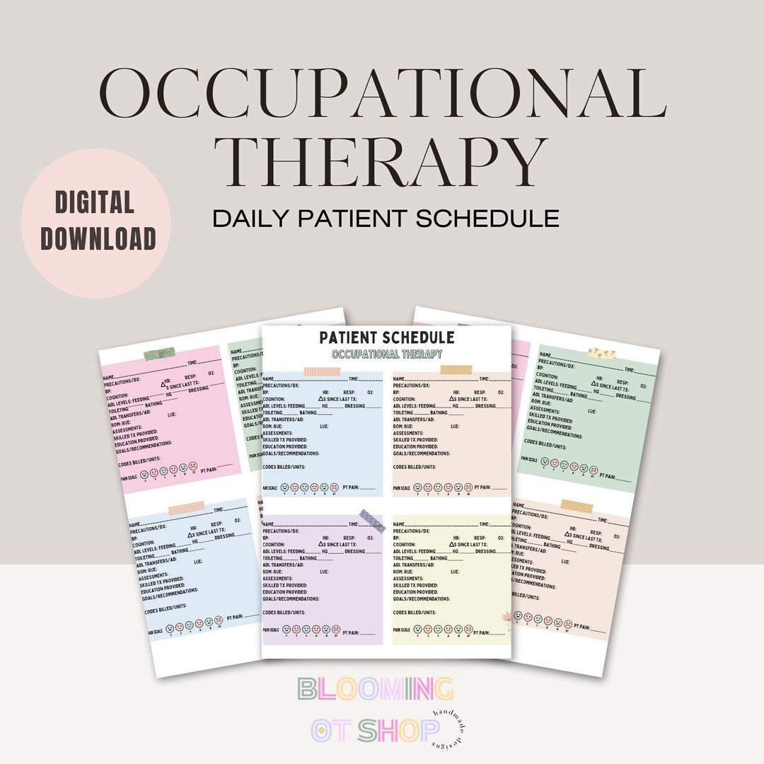 Occupational Therapy Patient Schedule, OT Fieldwork Patient ...
