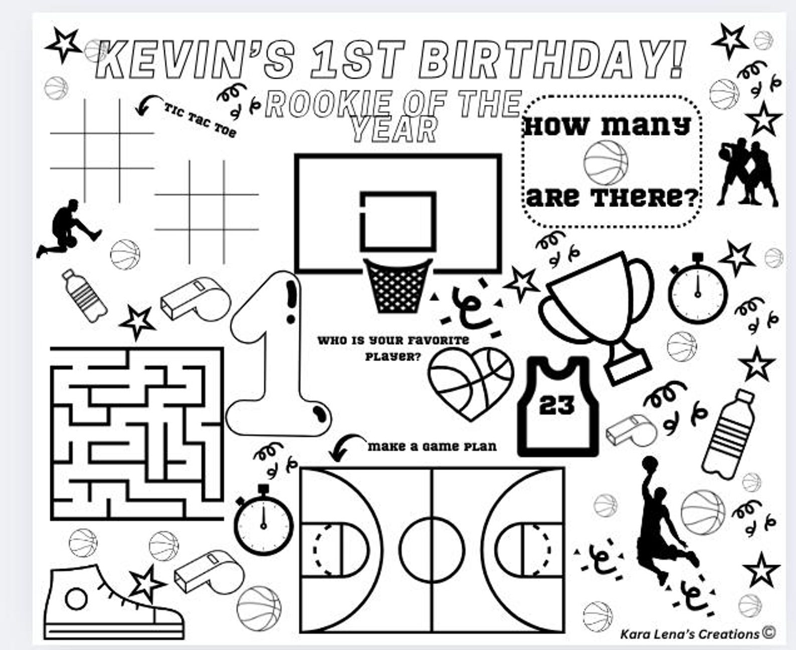 1st Birthday Coloring Sheet - Rookie of the Year (personalized Option ...