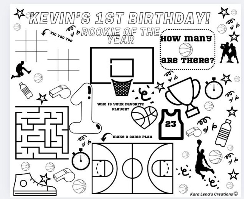 1st Birthday Coloring Sheet - Rookie of the Year (personalized Option ...