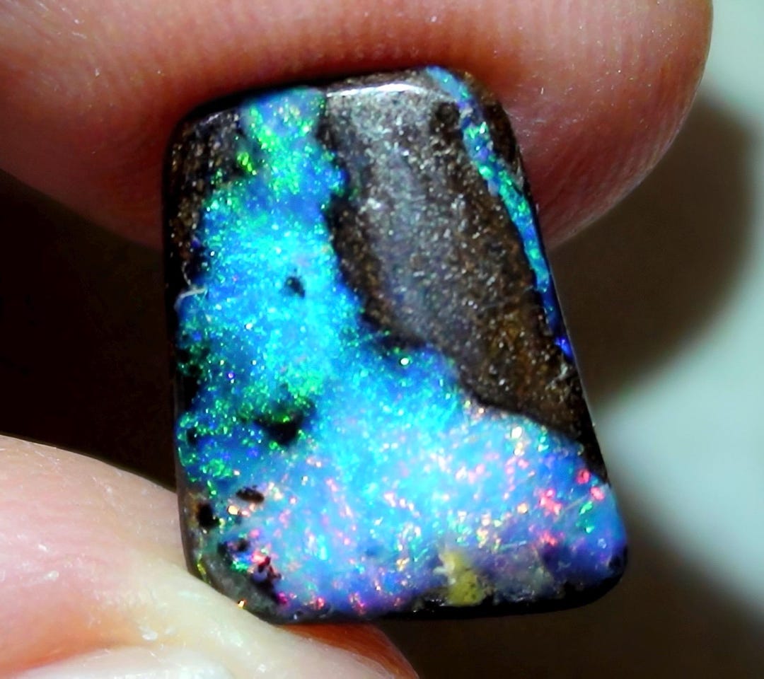 3.75ct Bright Blue/multicolor GEM Color Queensland Boulder Opal Ring or ...