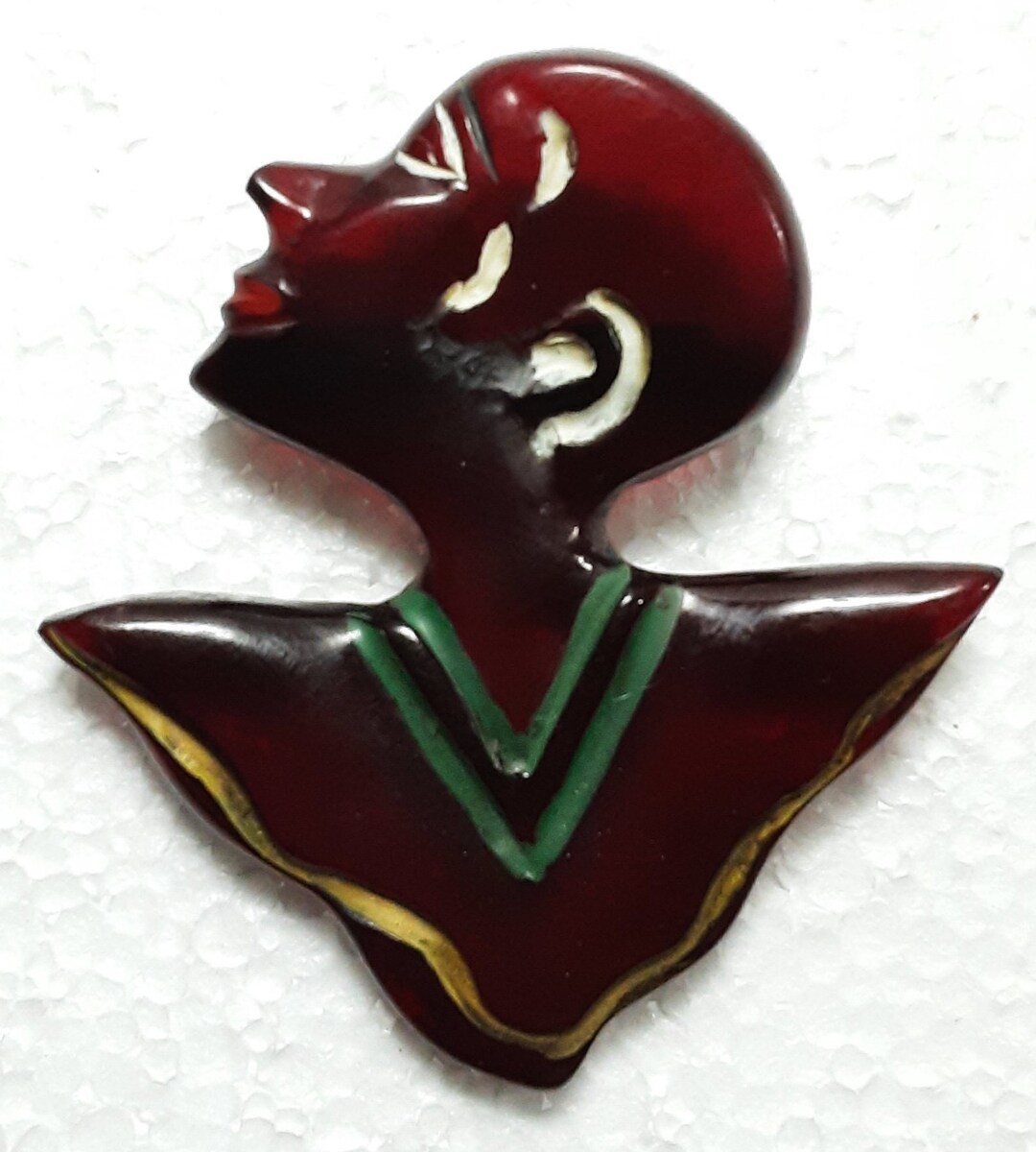 African Woman Bakelite Pin - Etsy