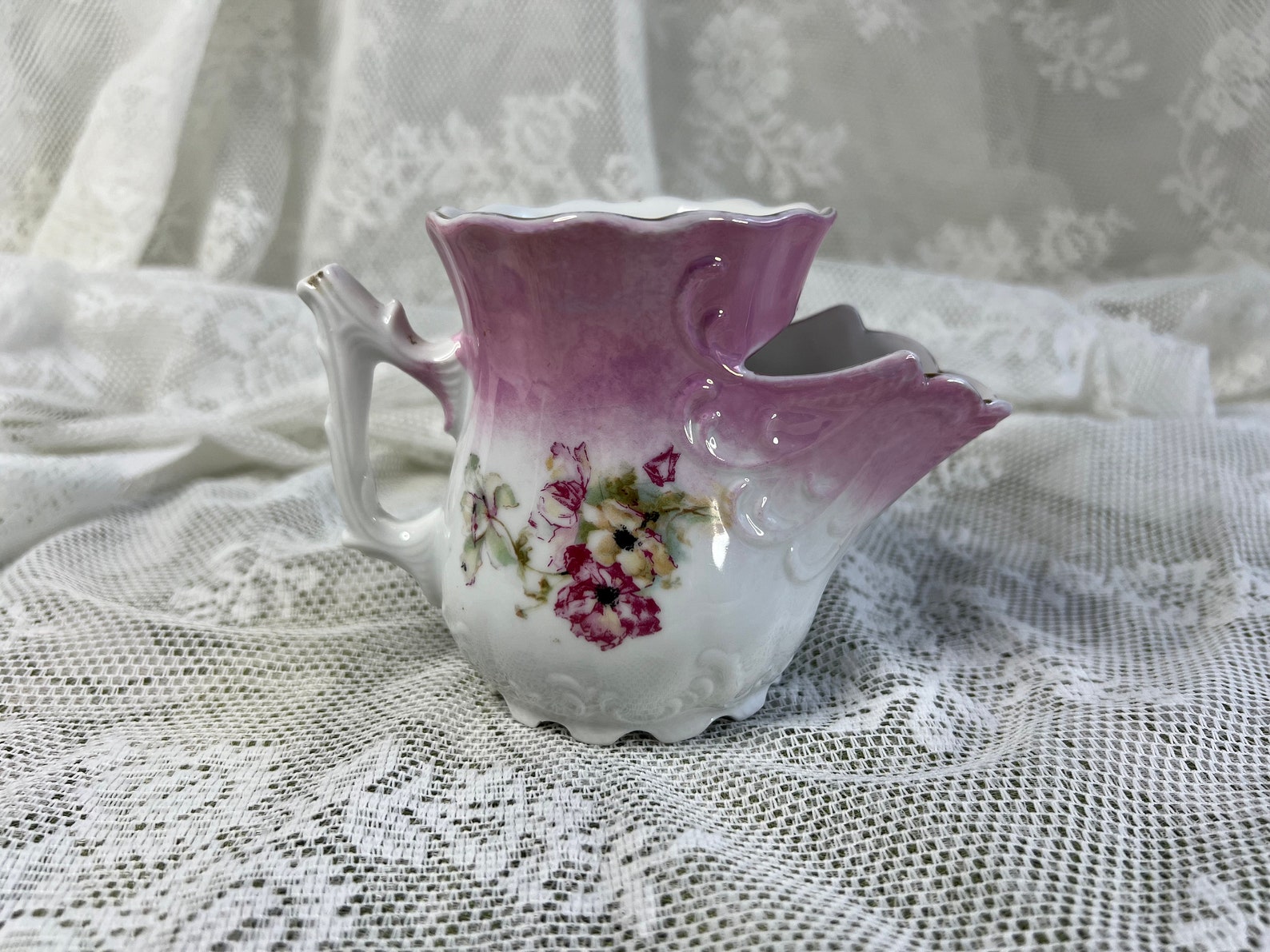 Antique Shaving Floral Scuttle Mug - Etsy