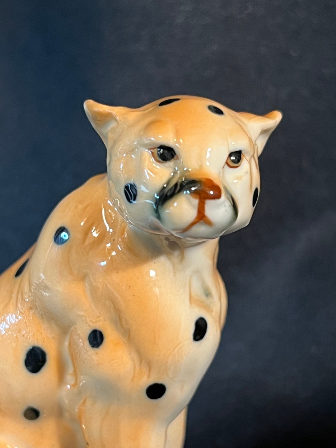 Vintage Porcelain Cheetah Figurine - Etsy