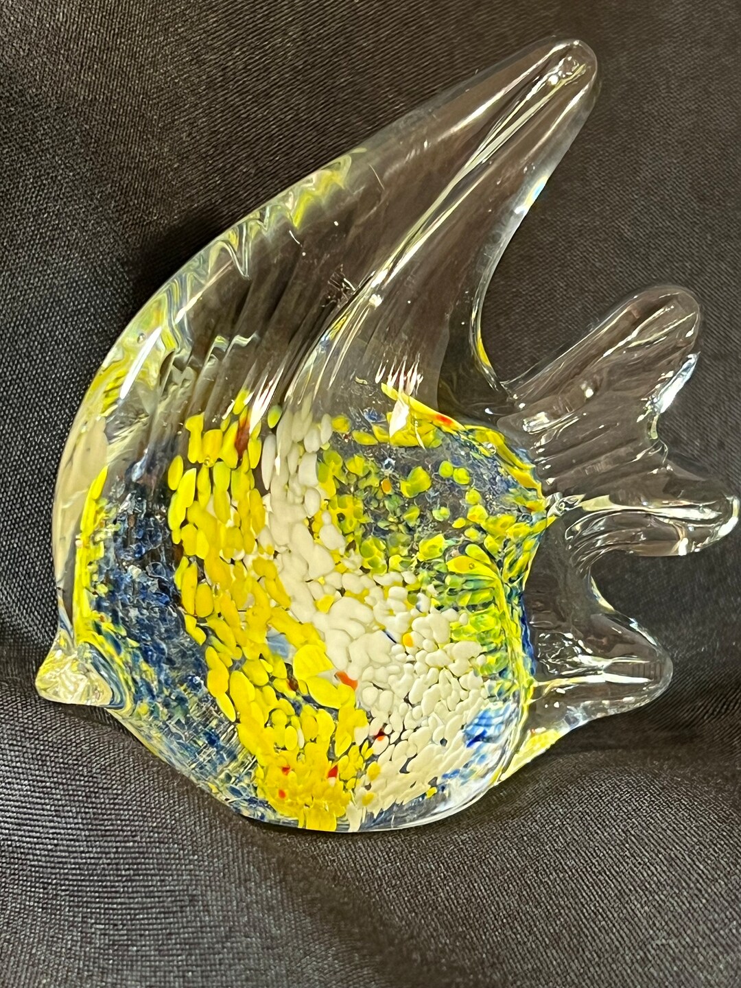 Art Glass Tropical Angel Fish, Blue, Yellow, White - Etsy