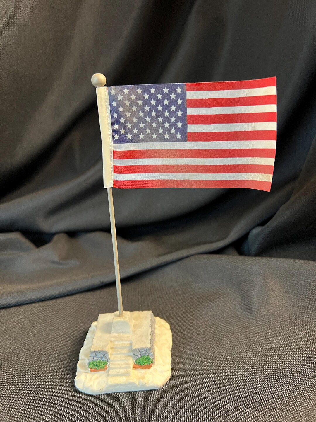Vintage Lemax Dollhouse Miniature United States of America Flag on Pole ...