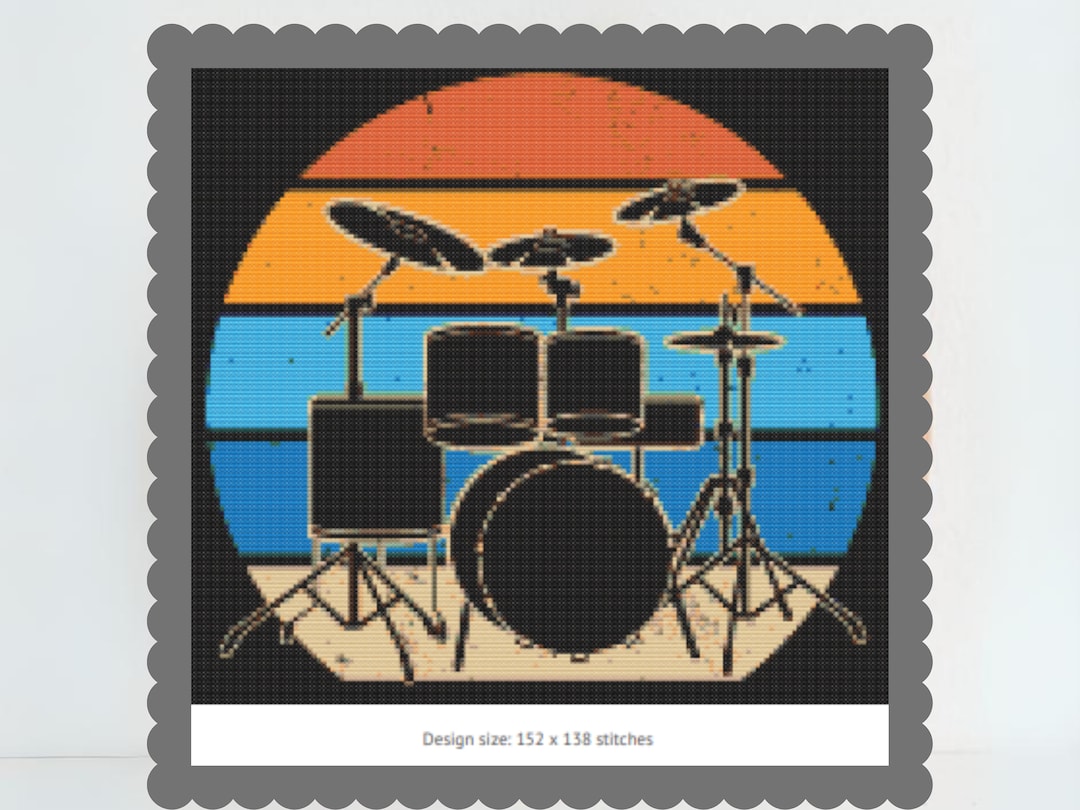 Drum Cross Stitch Pattern Drum Cross Stitch Cross Stitch Pattern simple Cross Stitch beginner ...