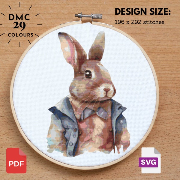 Rabbit Cross Stitch - Etsy