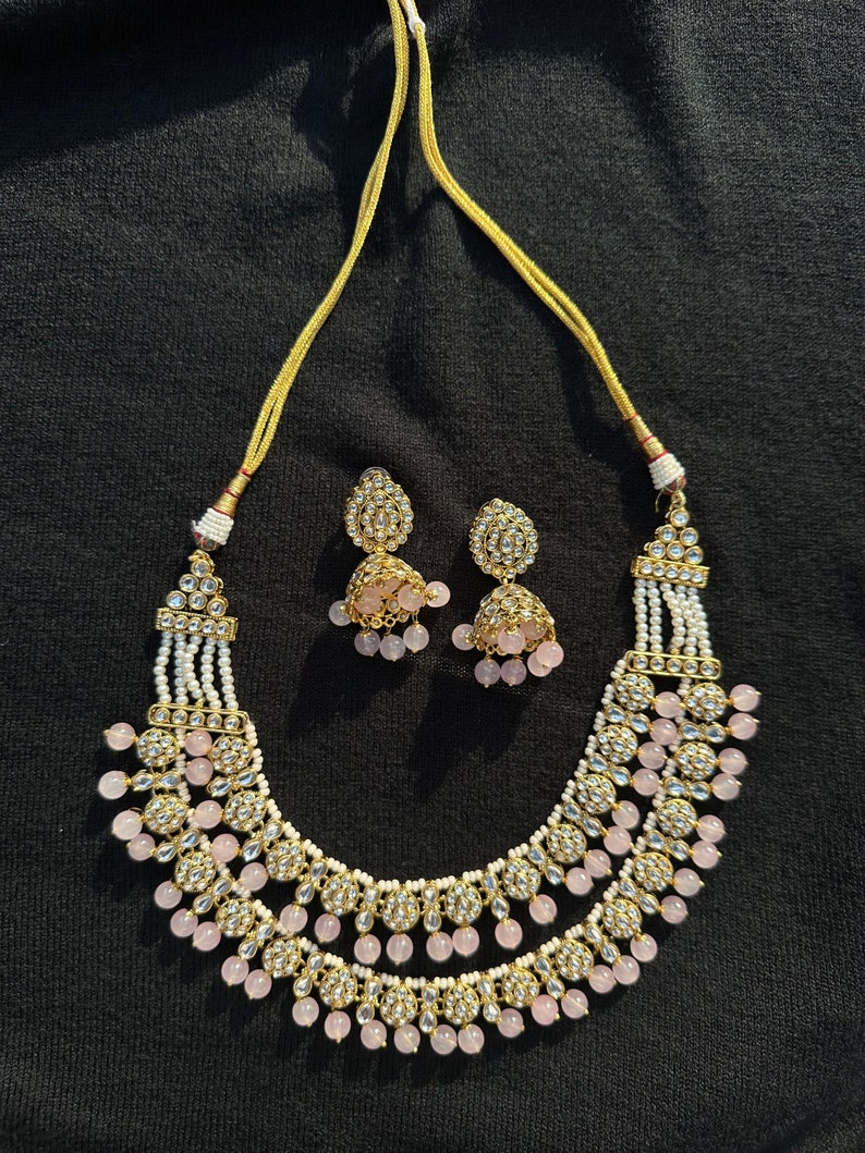 Pink and Gold Jewelry Set - Etsy