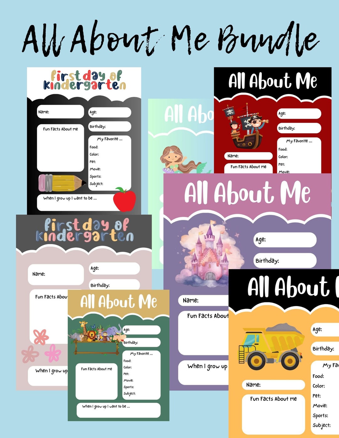 All About Me First Day of School Bundle - Etsy