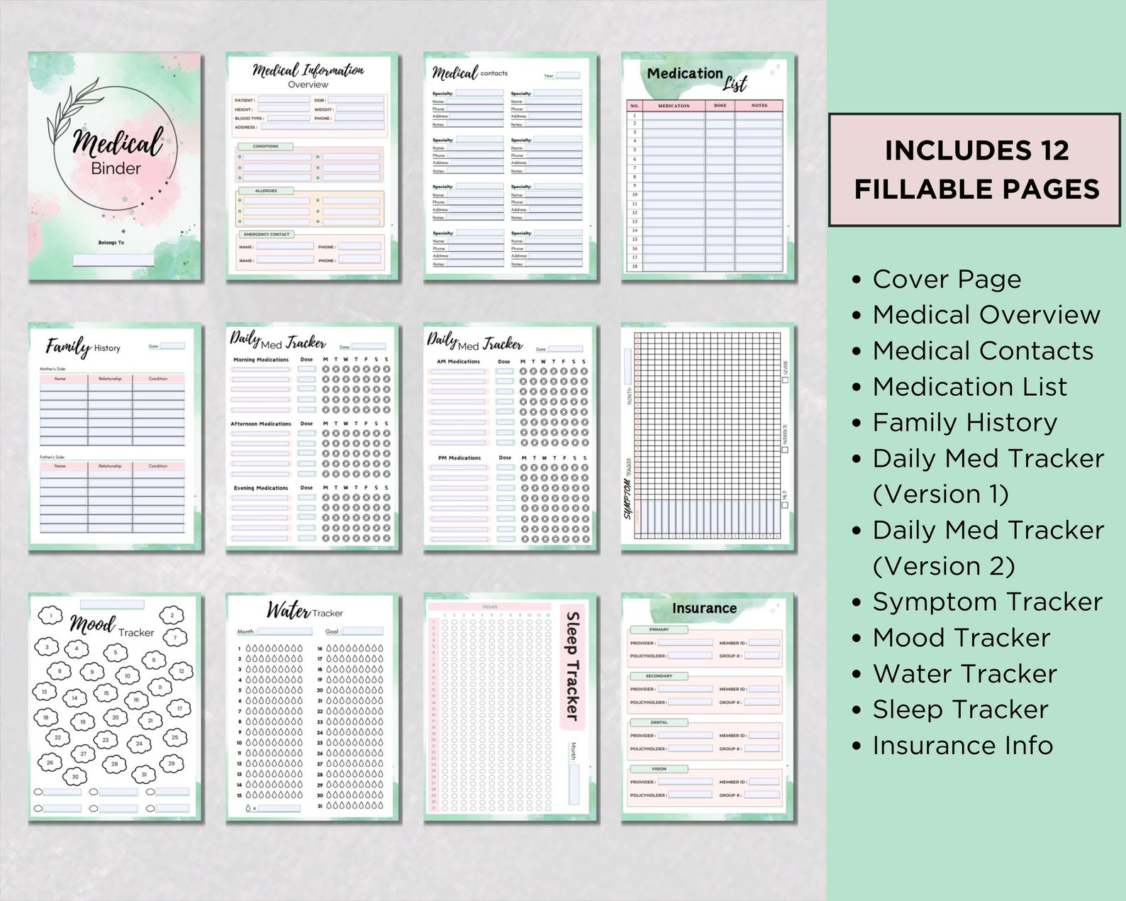 Medical Binder Printable, Chronic Illness Medical Planner, Fillable PDF ...
