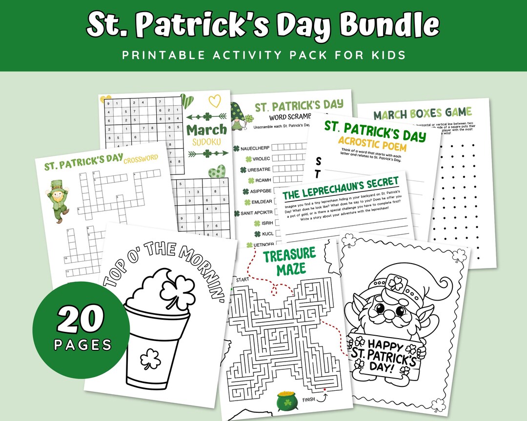 St. Patrick’s Day Activity Bundle, School St. Patrick’s Day, Coloring ...