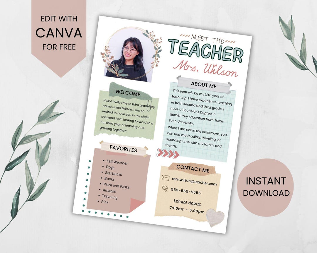 Meet the Teacher Template, Back to School, Teacher Flyer, Neutral Theme ...