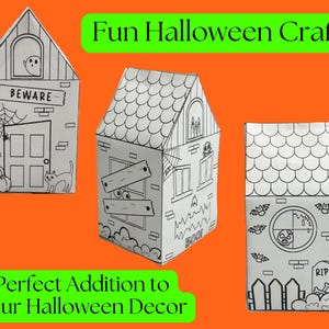 Haunted House Paper Craft, Printable Halloween Coloring Activity for ...