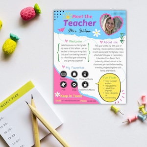 Meet the Teacher Template, Back to School, Teacher Flyer, Colorful ...