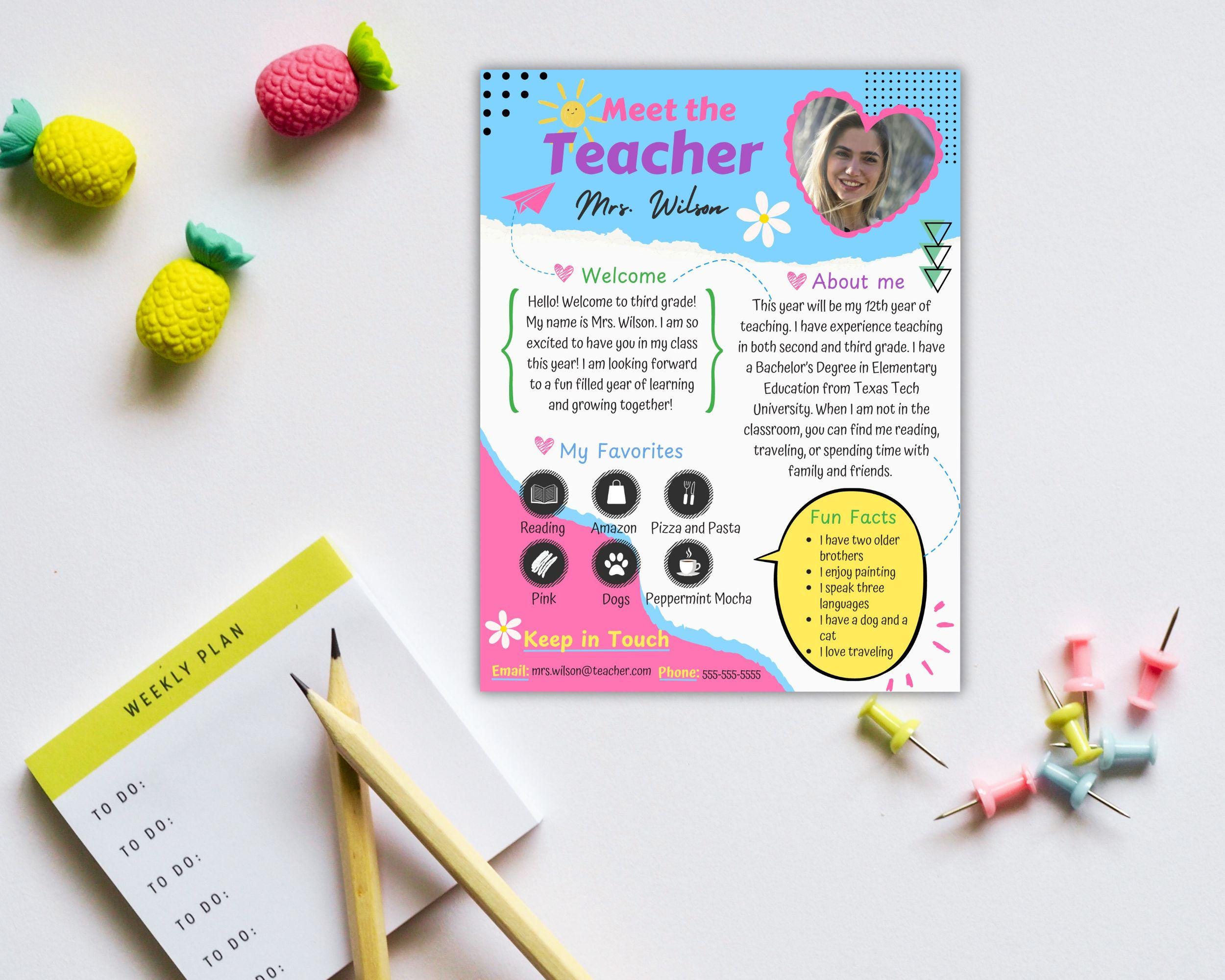 Meet the Teacher Template, Back to School, Teacher Flyer, Colorful ...
