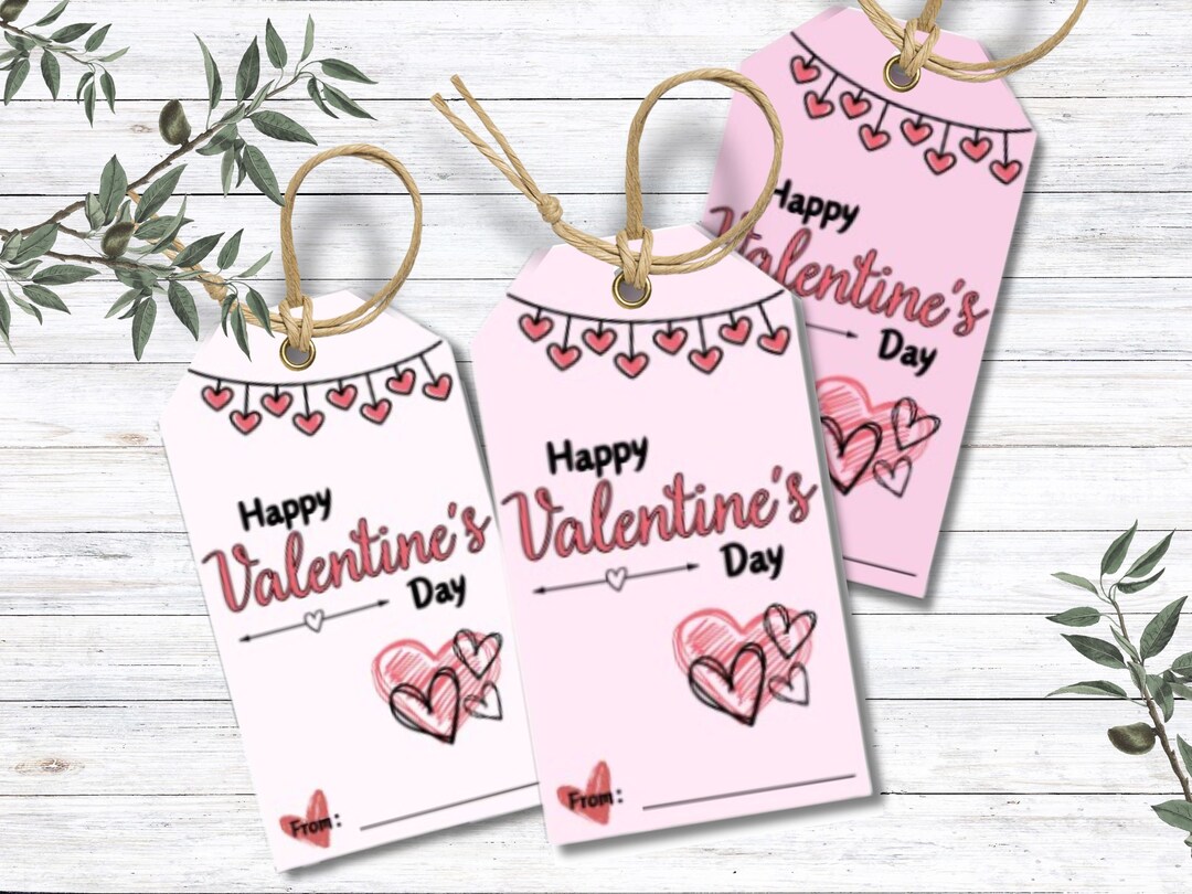 Valentine's Day Gift Tags, Printable Party Favor Tags, Valentine Gift ...