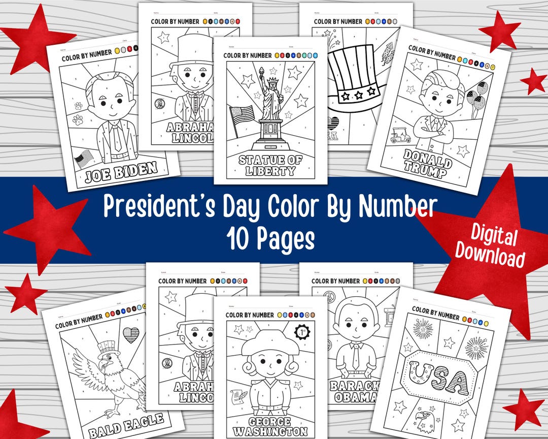 President’s Day Color by Number, Printable Coloring Pages, Independence ...