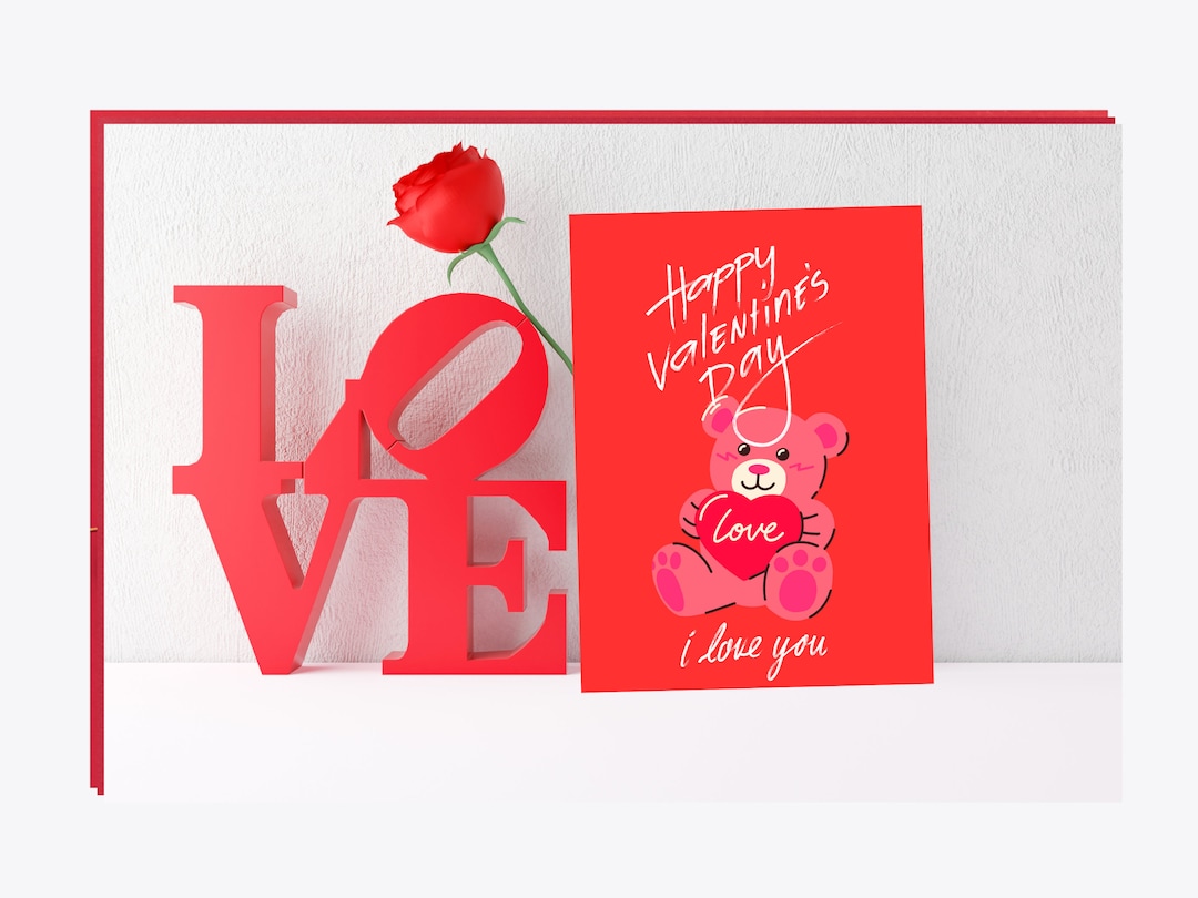 Printable Love Valentine Day Card Red, White 8.5x11 In - Etsy