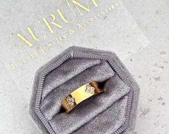 18k Gold Plated Chunky Flower Ring Gold Flower Chunky Ring Non Tarnish ...