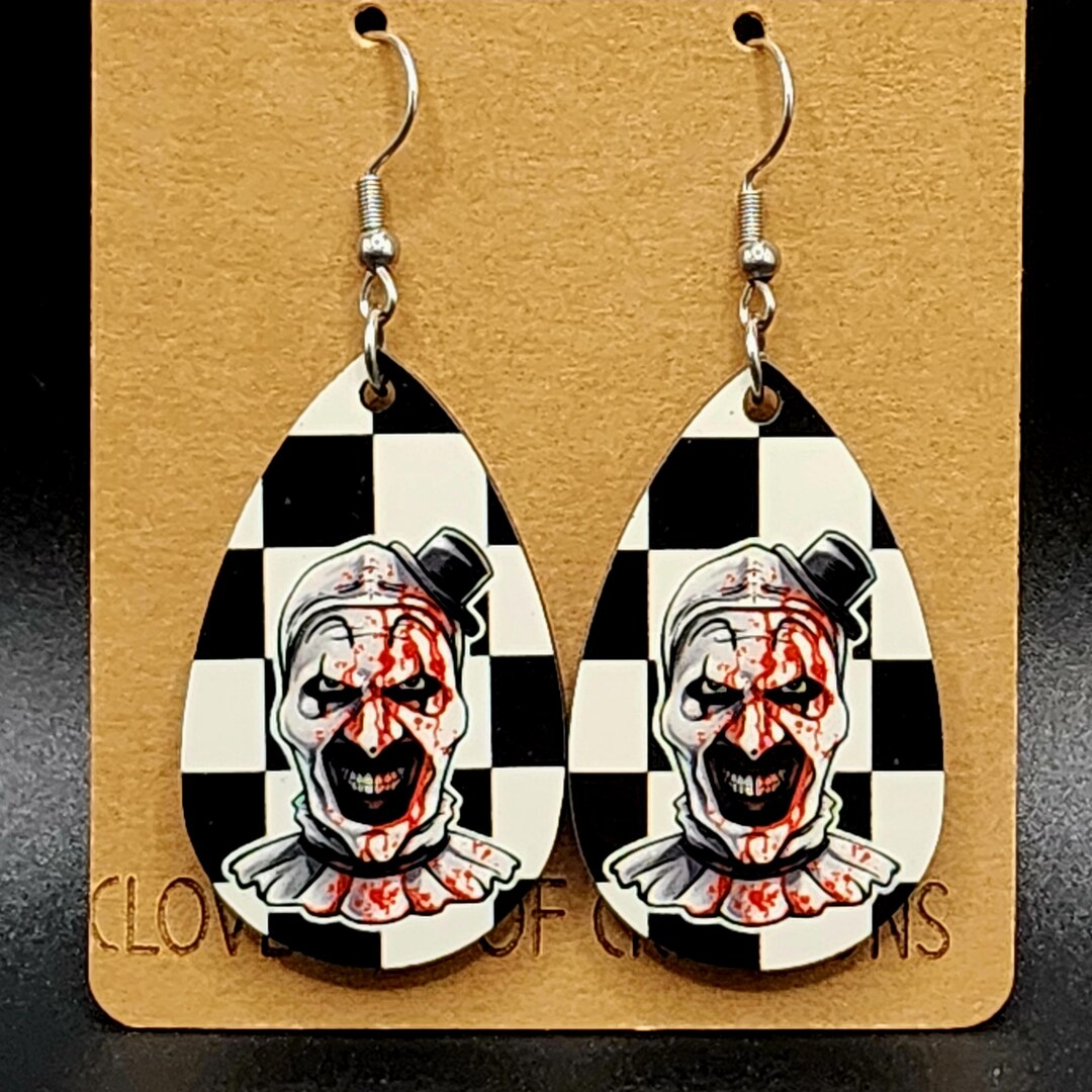 Earrings Teardrop Art Killer Clown Sunglasses Checkered Demon Clown ...