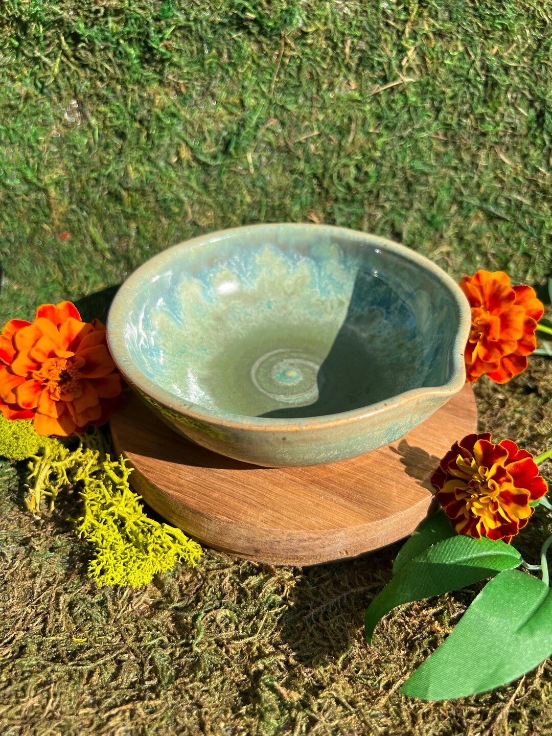 Small Green Mixing Bowl With Spout - Etsy