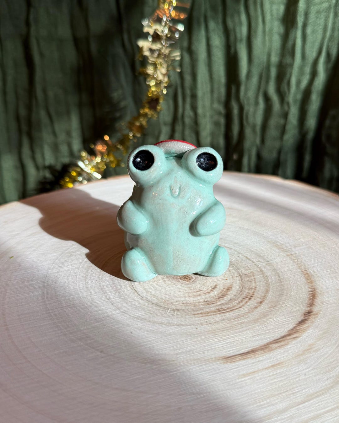 Froggy With Mushroom Cap Ceramic Desk Friend - Cute Trinket - Etsy