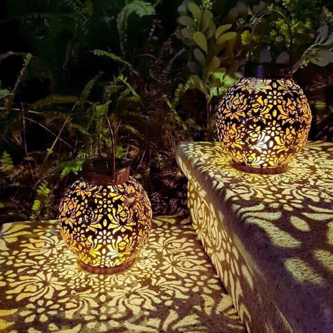 Antique Round Hanging Outdoor Solar Light - Etsy