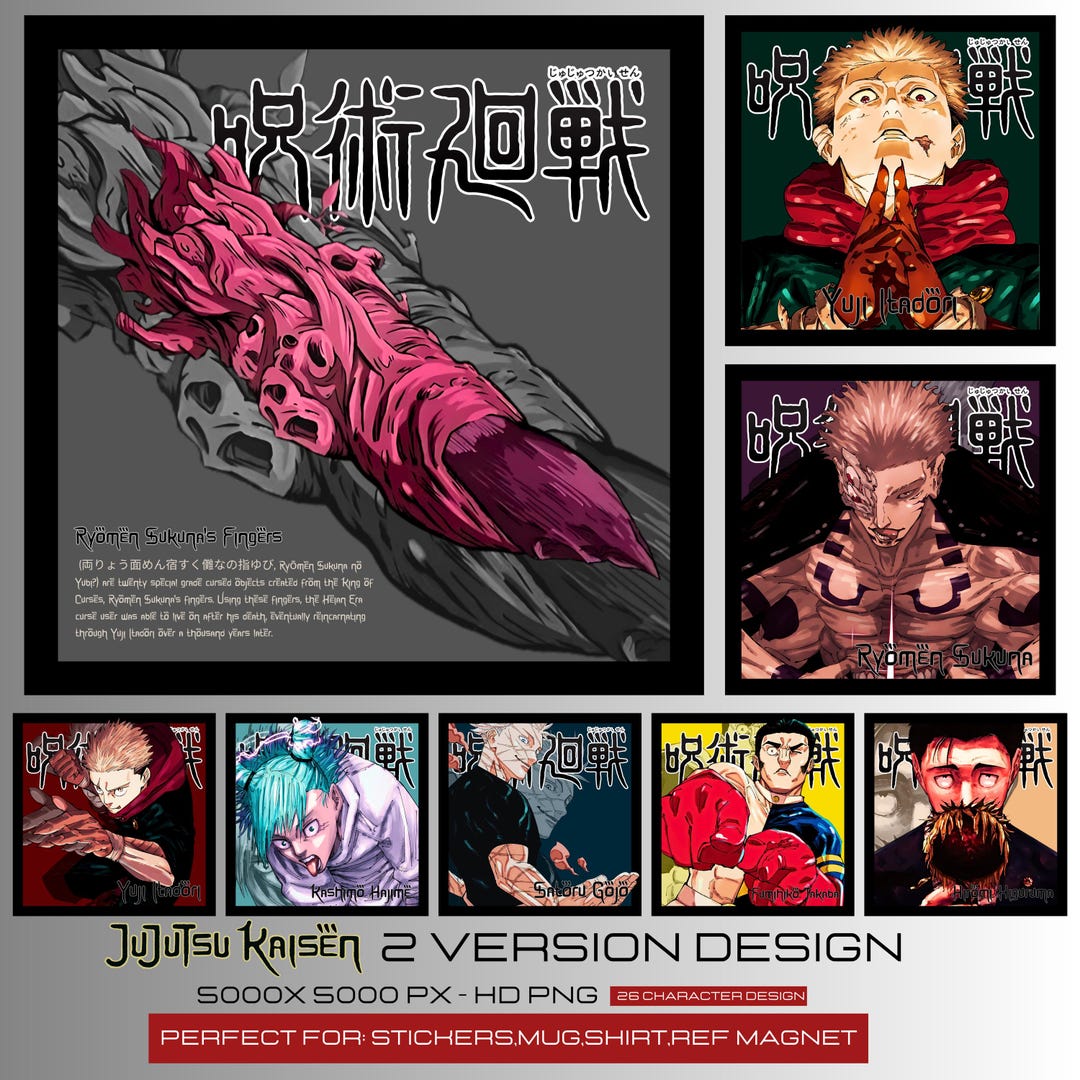 50+ JJK Anime Digital and Printable Stickers 2 Version Pack (digital ...