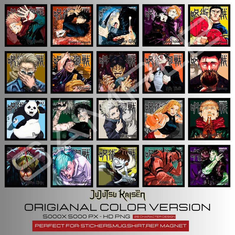50+ JJK Anime Digital and Printable Stickers 2 Version Pack (digital ...