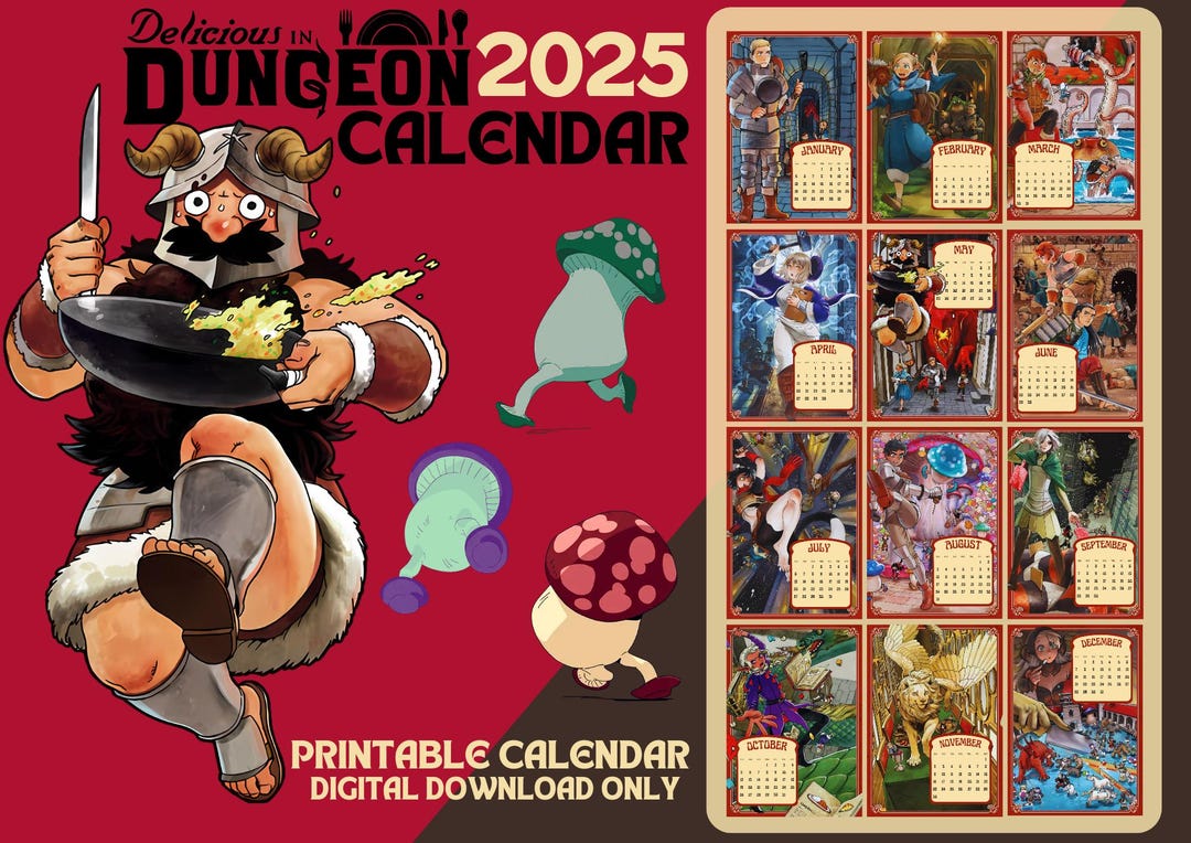 Anime Calendar 2025 Delicious in Dungeon Inspired Digital,printable PDF ...